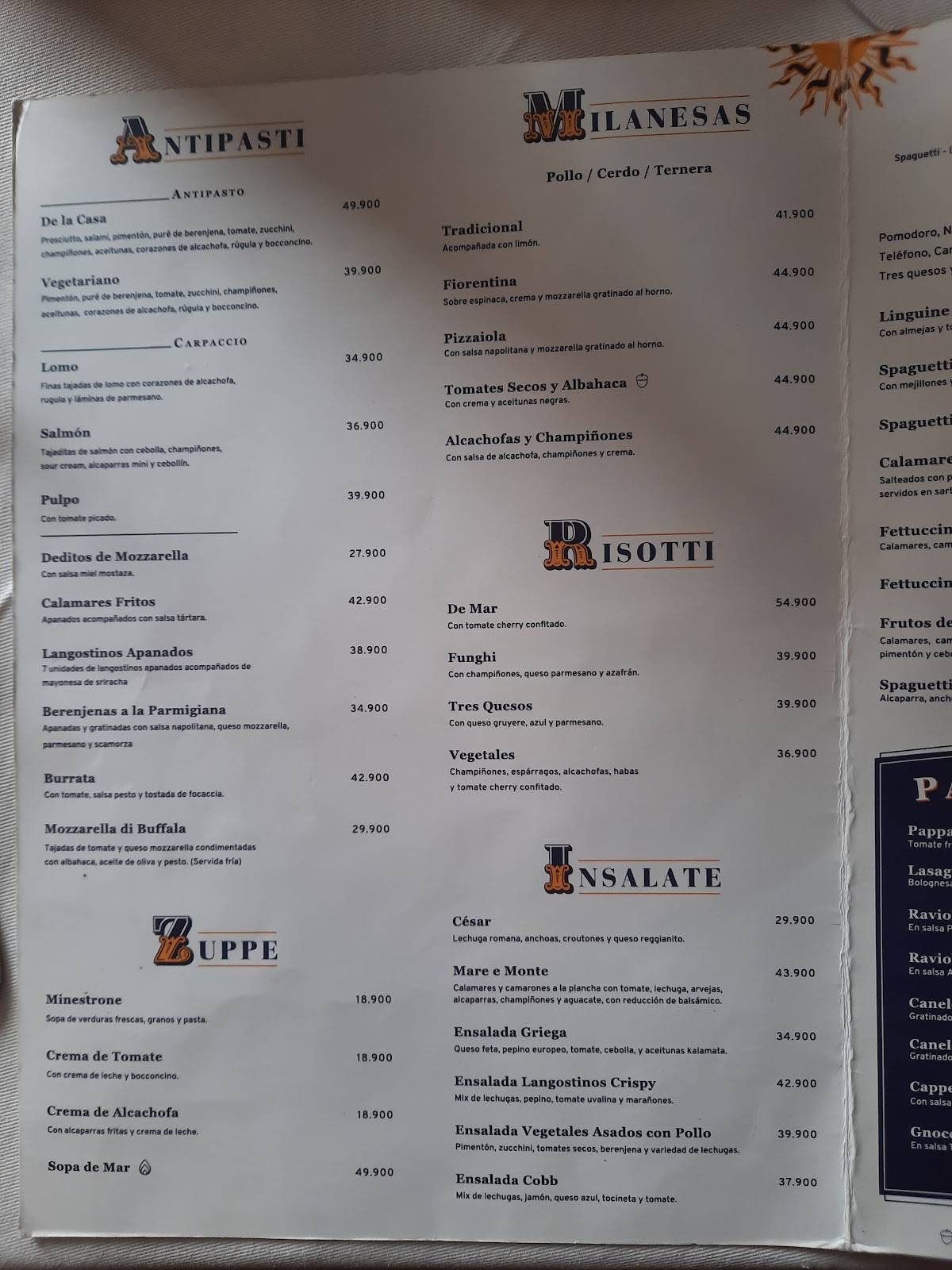 Carta del restaurante Di Lucca 85, Bogotá, Cra. 13 # 85-32