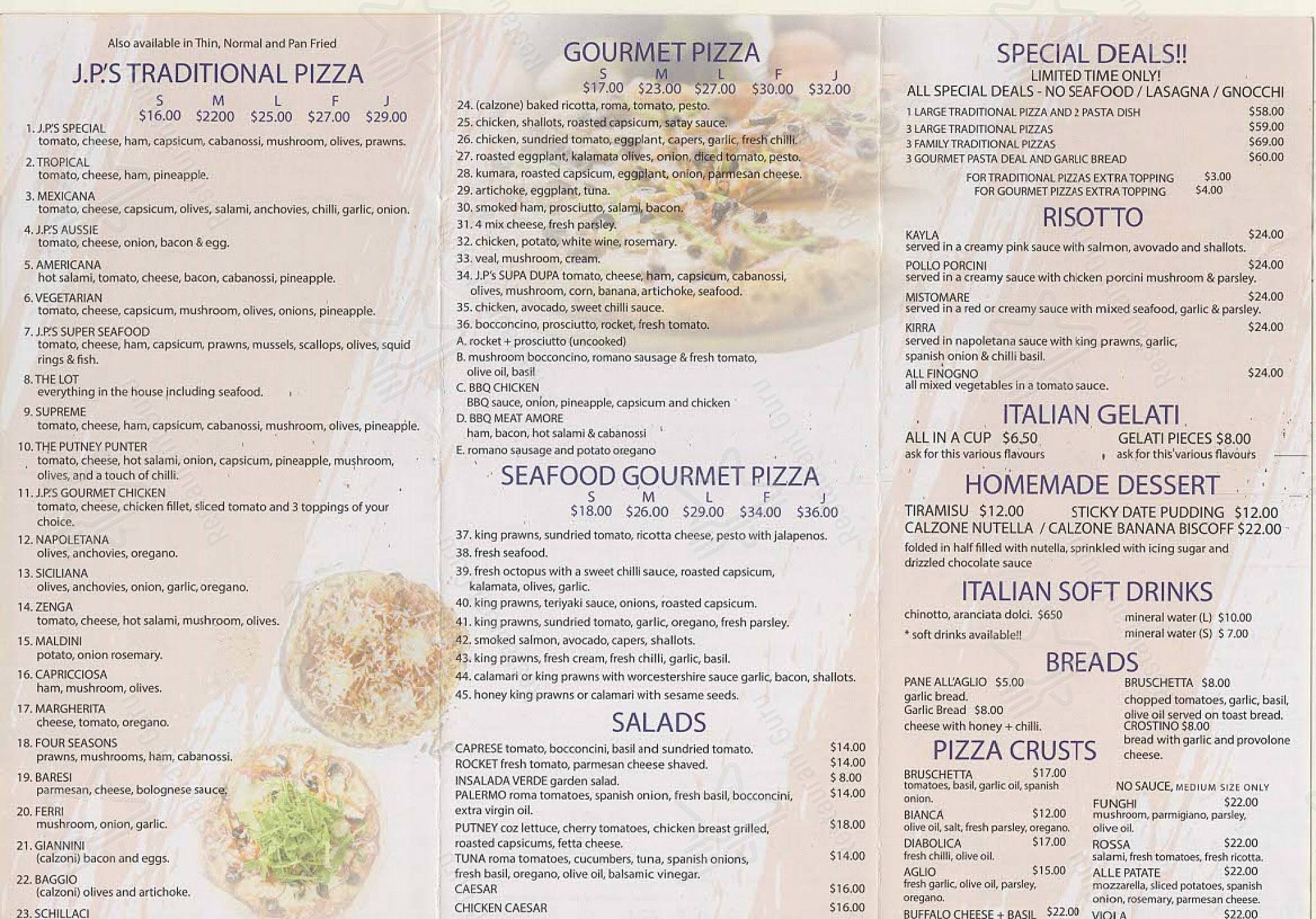 Menu at Da Bruno Pizzeria, Putney