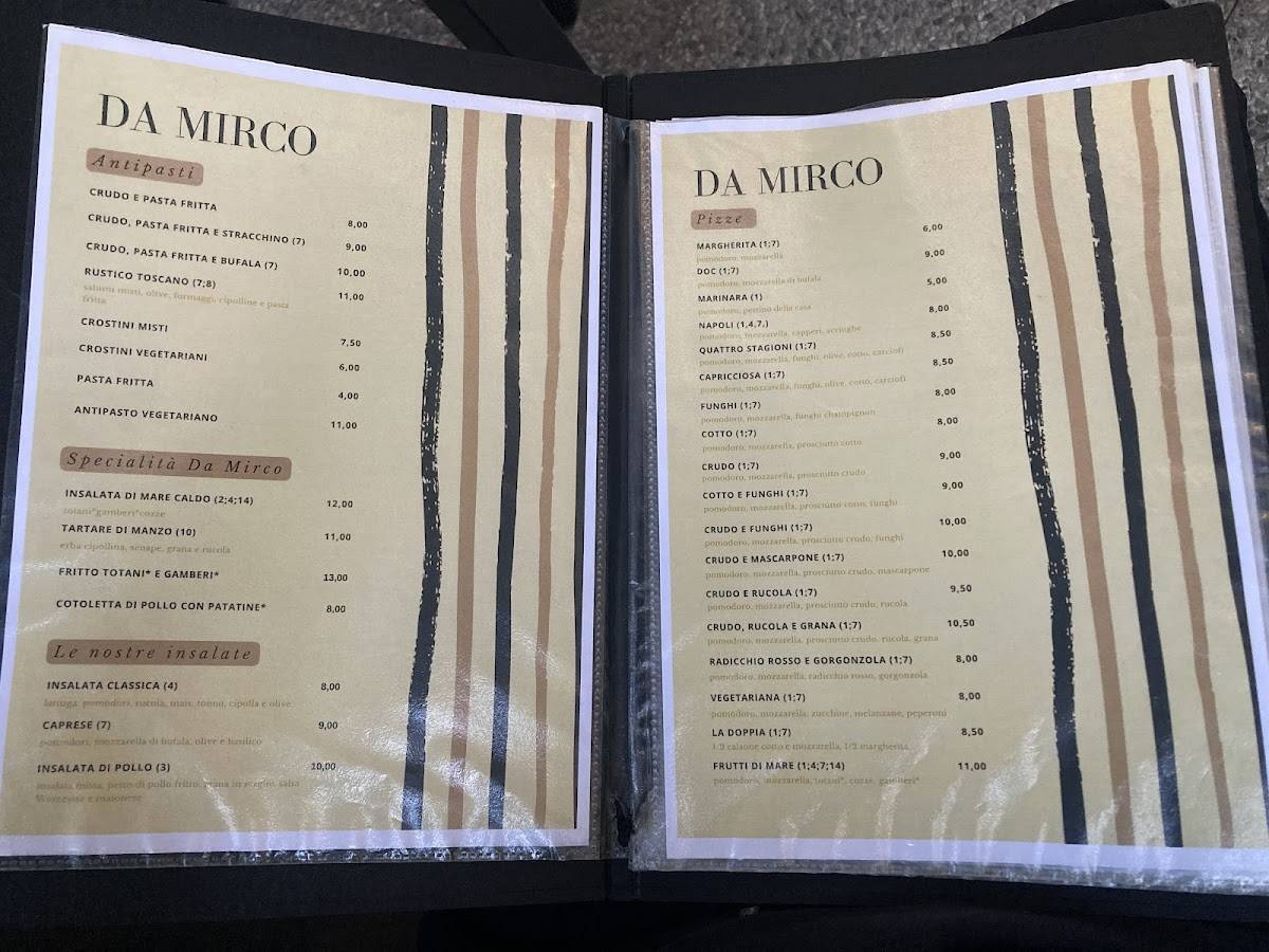 Menu da da Mirco ristorante, Capannori
