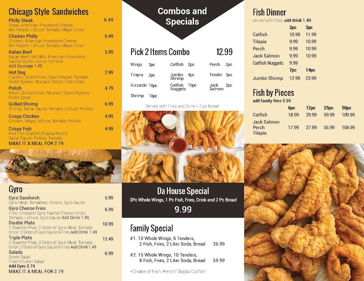 Menu at Da Shark restaurant, Champaign
