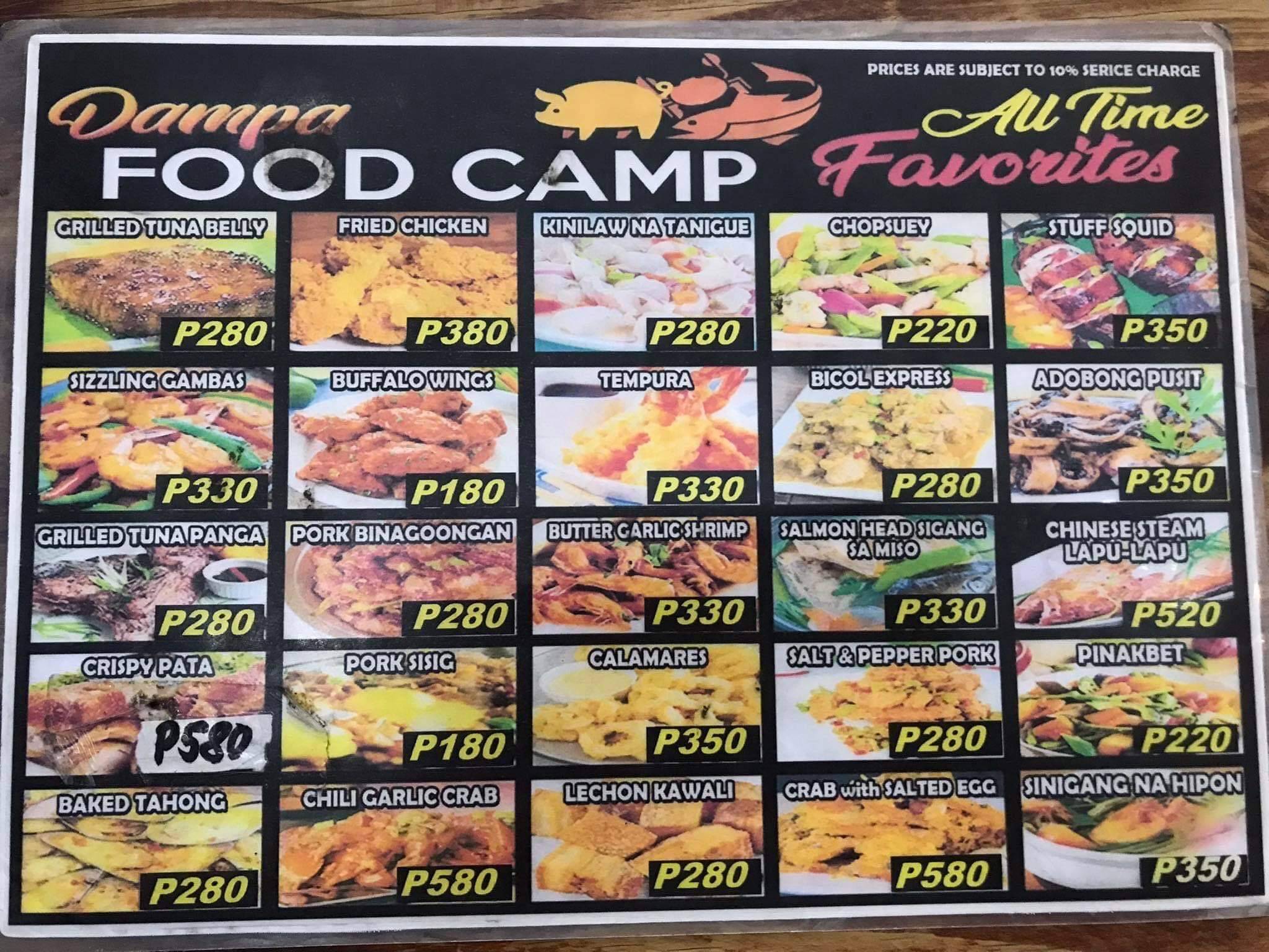 Menu at Dampa Food Camp pub & bar, Tanza, 9VV4+JF2