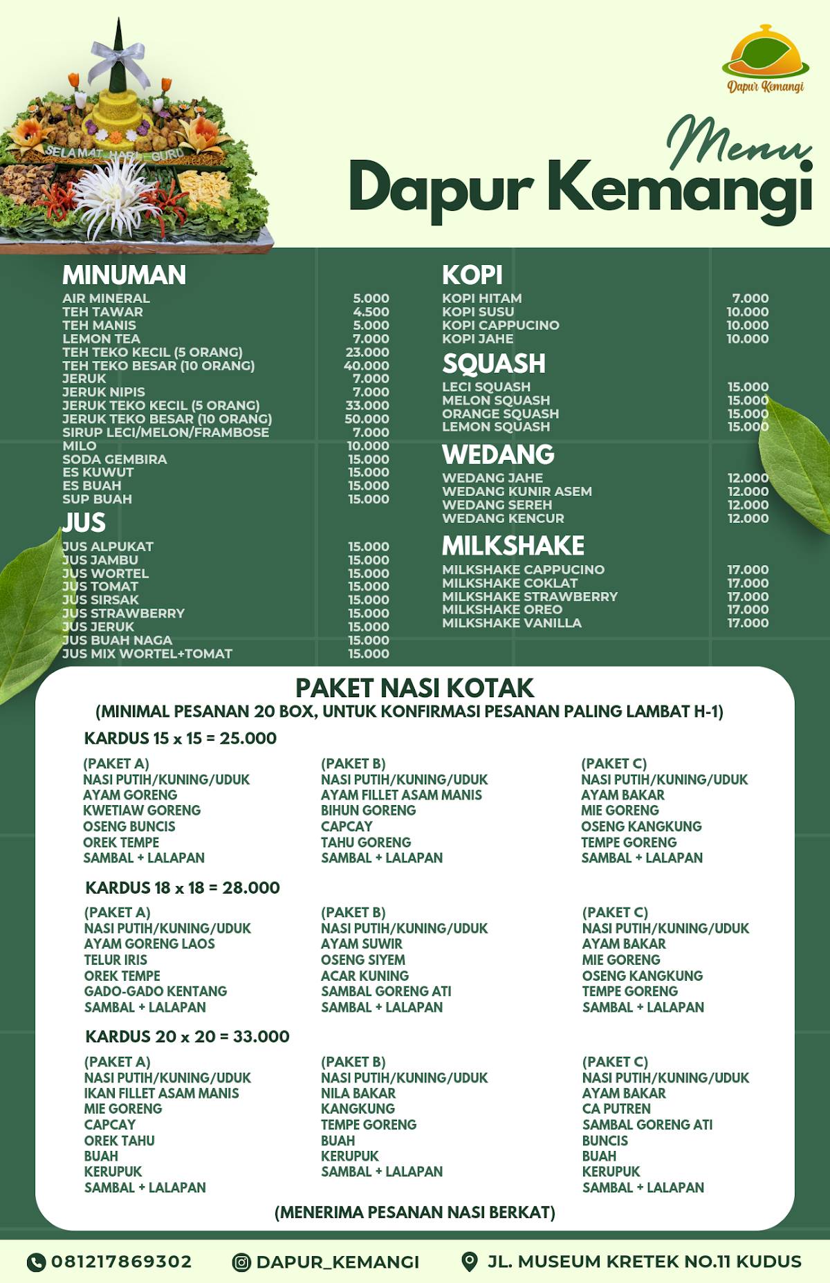 Menu at Dapur Kemangi cafe, Getas Pejaten