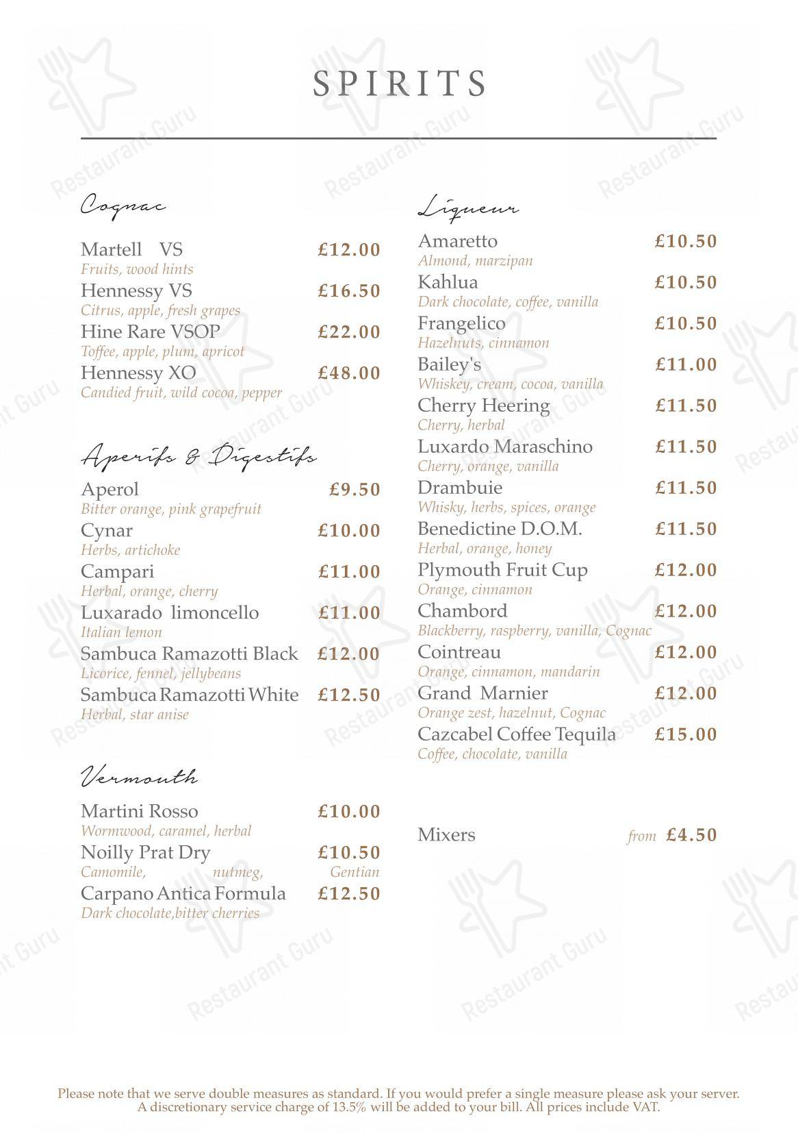 Menu at Darwin Brasserie pub & bar, London, Level 36