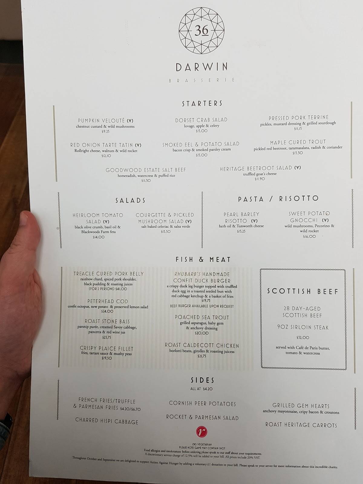 Menu at Darwin Brasserie pub & bar, London, Level 36