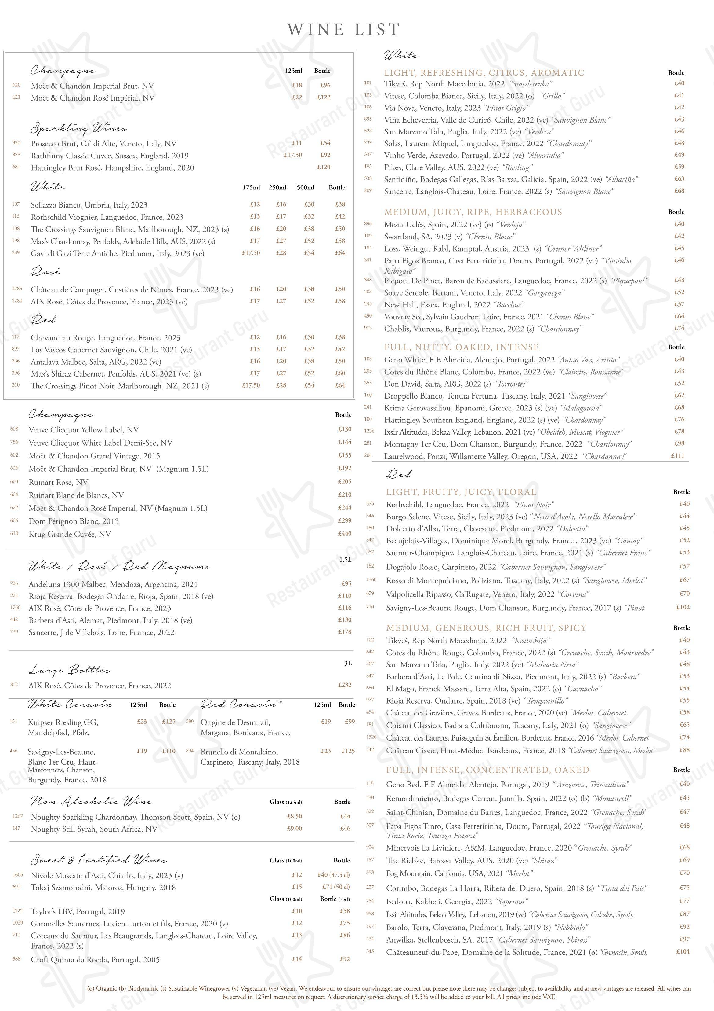 Menu at Darwin Brasserie pub & bar, London, Level 36