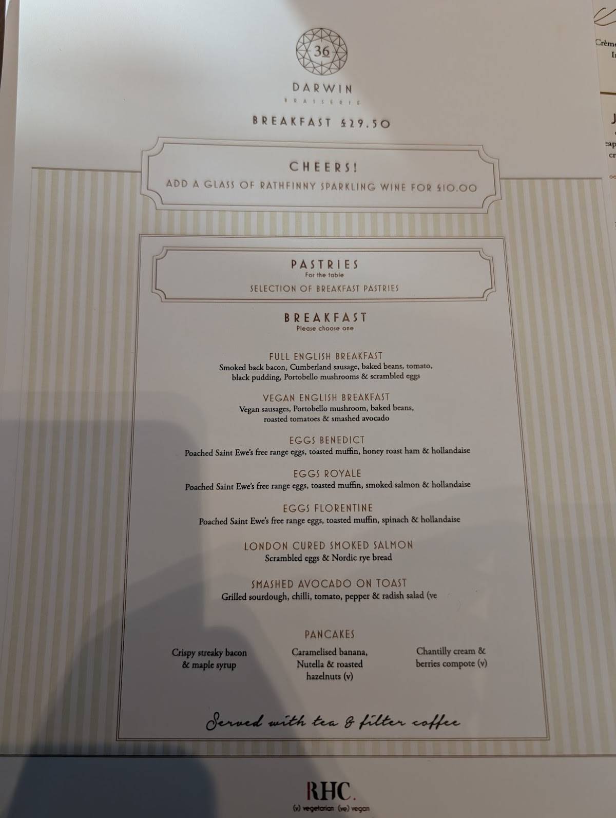 Menu at Darwin Brasserie pub & bar, London, Level 36