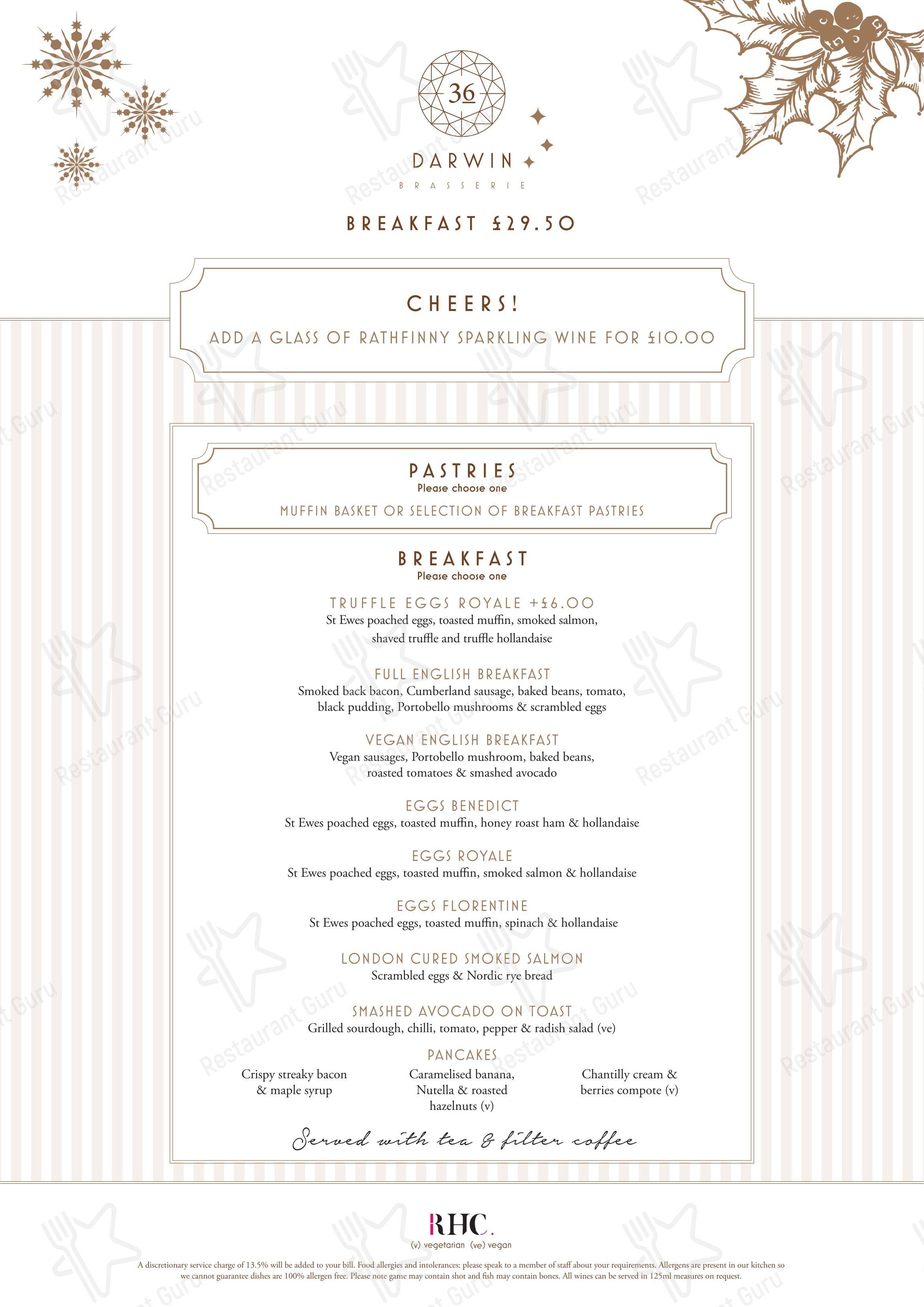 Menu at Darwin Brasserie pub & bar, London, Level 36