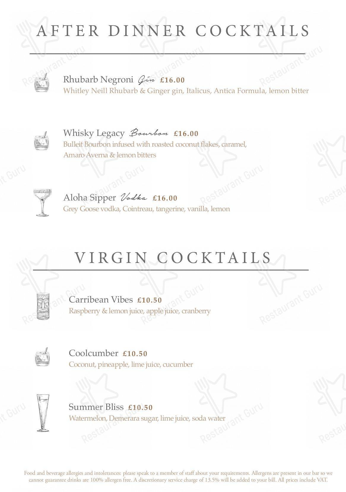 Menu at Darwin Brasserie pub & bar, London, Level 36