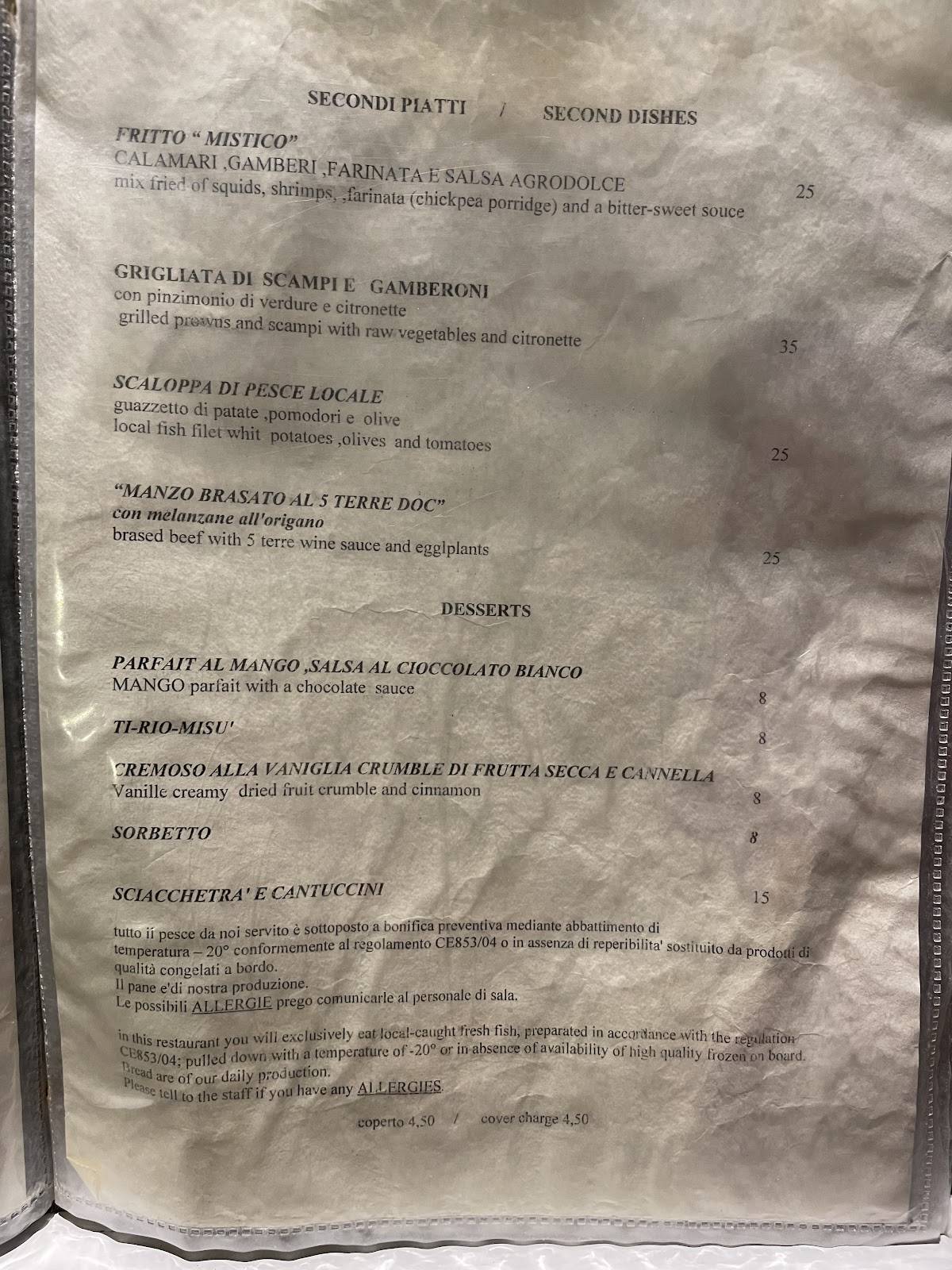 Menu at Dau Cila pub & bar, Riomaggiore