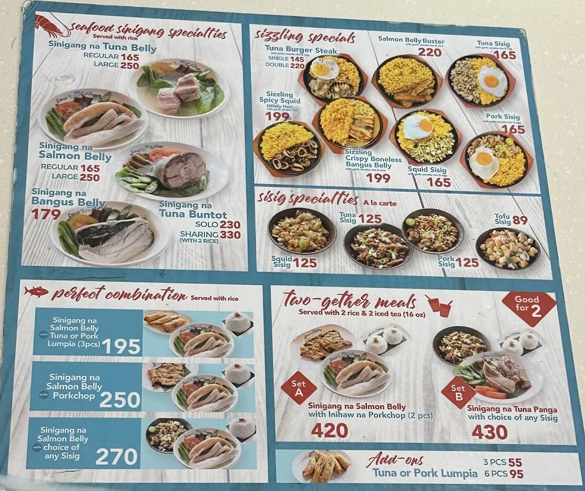 Menu at Davao Tuna Grill restaurant, Quezon City, SM City North EDSA
