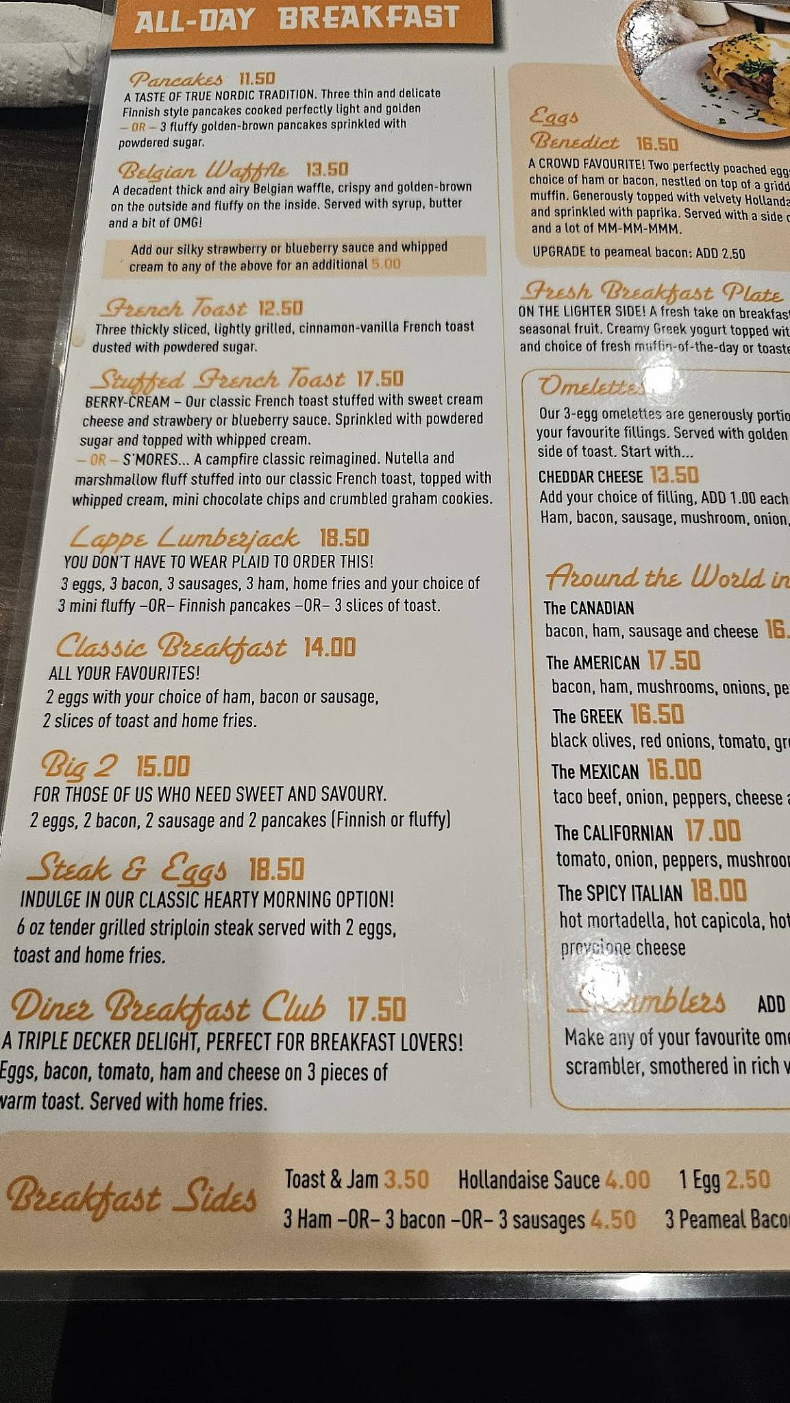 Menu at Dawson Diner (Formerly Sweet G's) restaurant, Thunder Bay