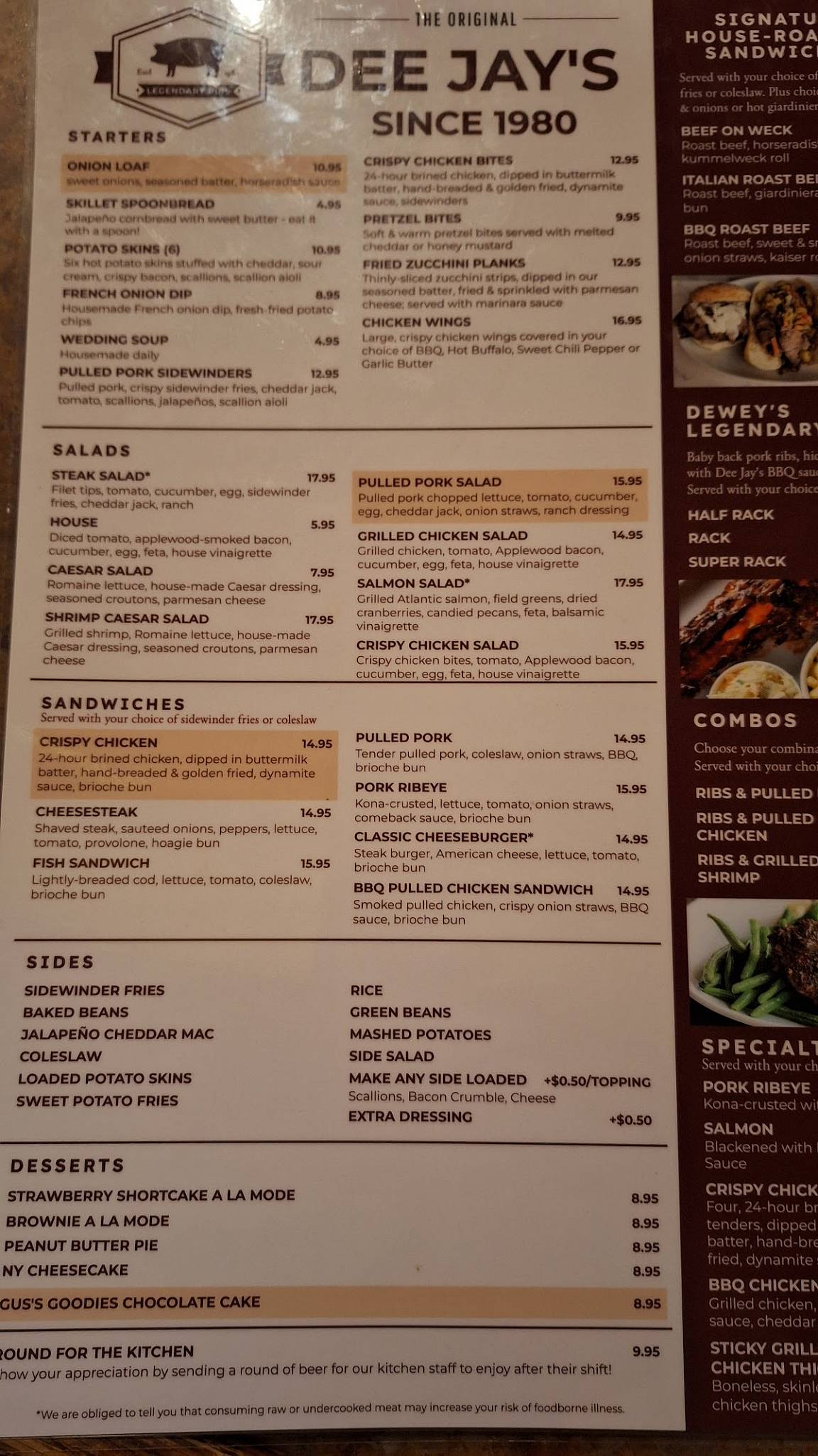 Menu at Dee Jay's BBQ Ribs & Grille, Weirton