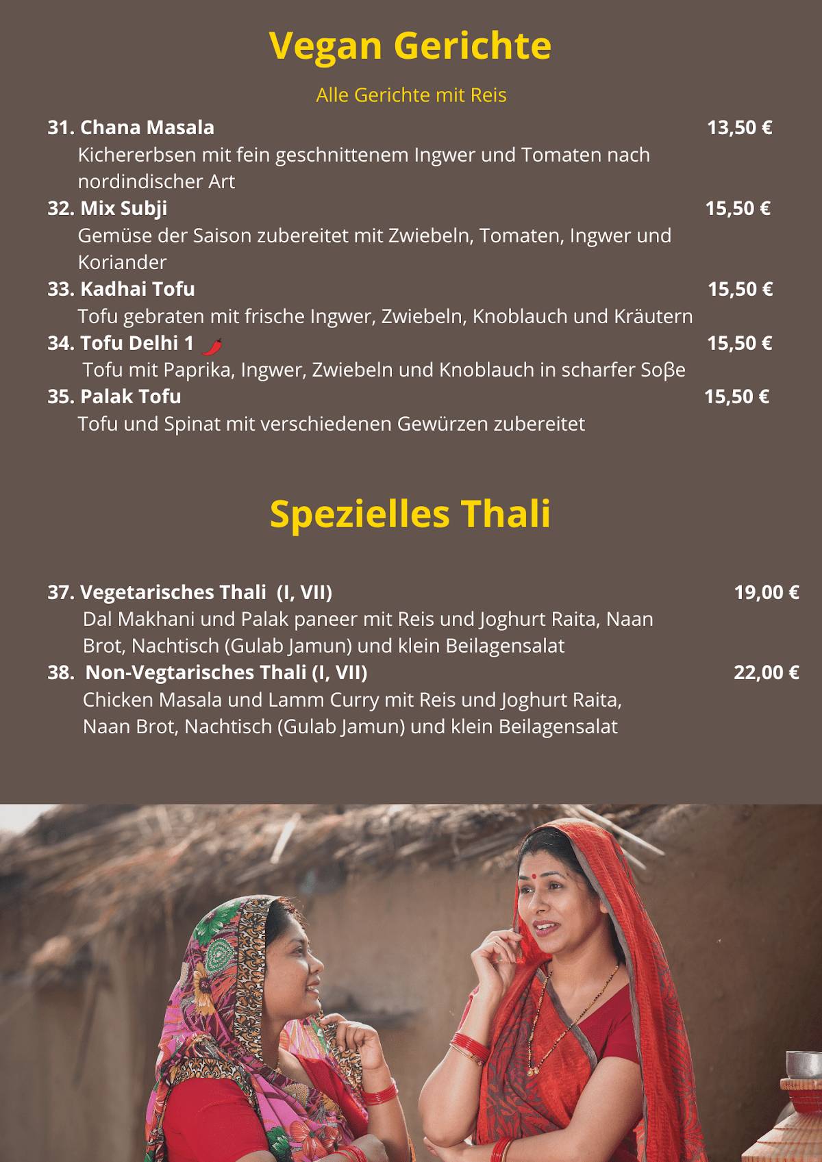 Speisekarte von Delhi 1- Indisches Spezialitäten restaurant, Münsingen