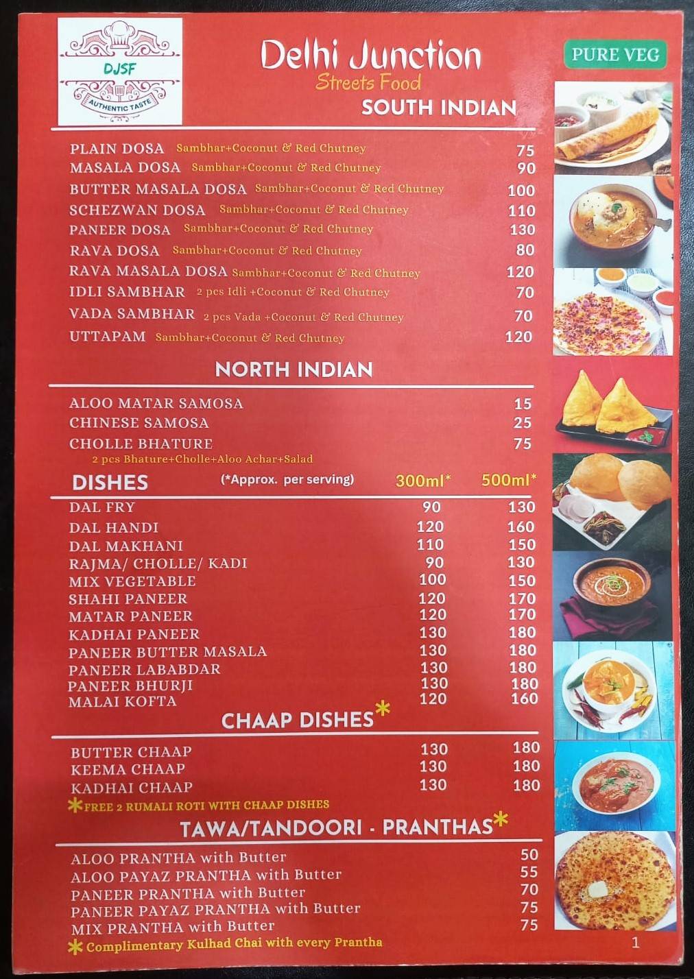 Menu at Delhi Junction Streets Food, Delhi, Shop No 4