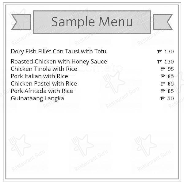 Carta del restaurante Dells, Pasig