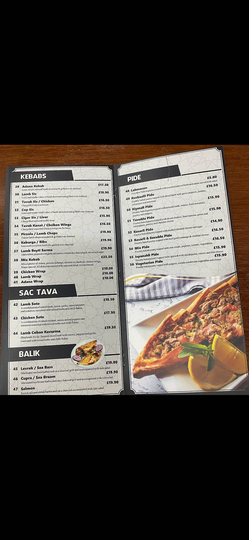Menu at Deniz Turkish Restaurant, Sutton-in-Ashfield