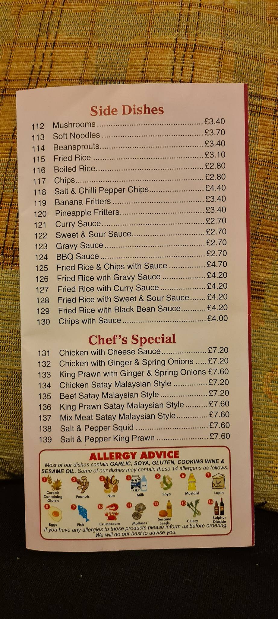 Menu at Dennis's Chinese Takeaway fast food, Inverness