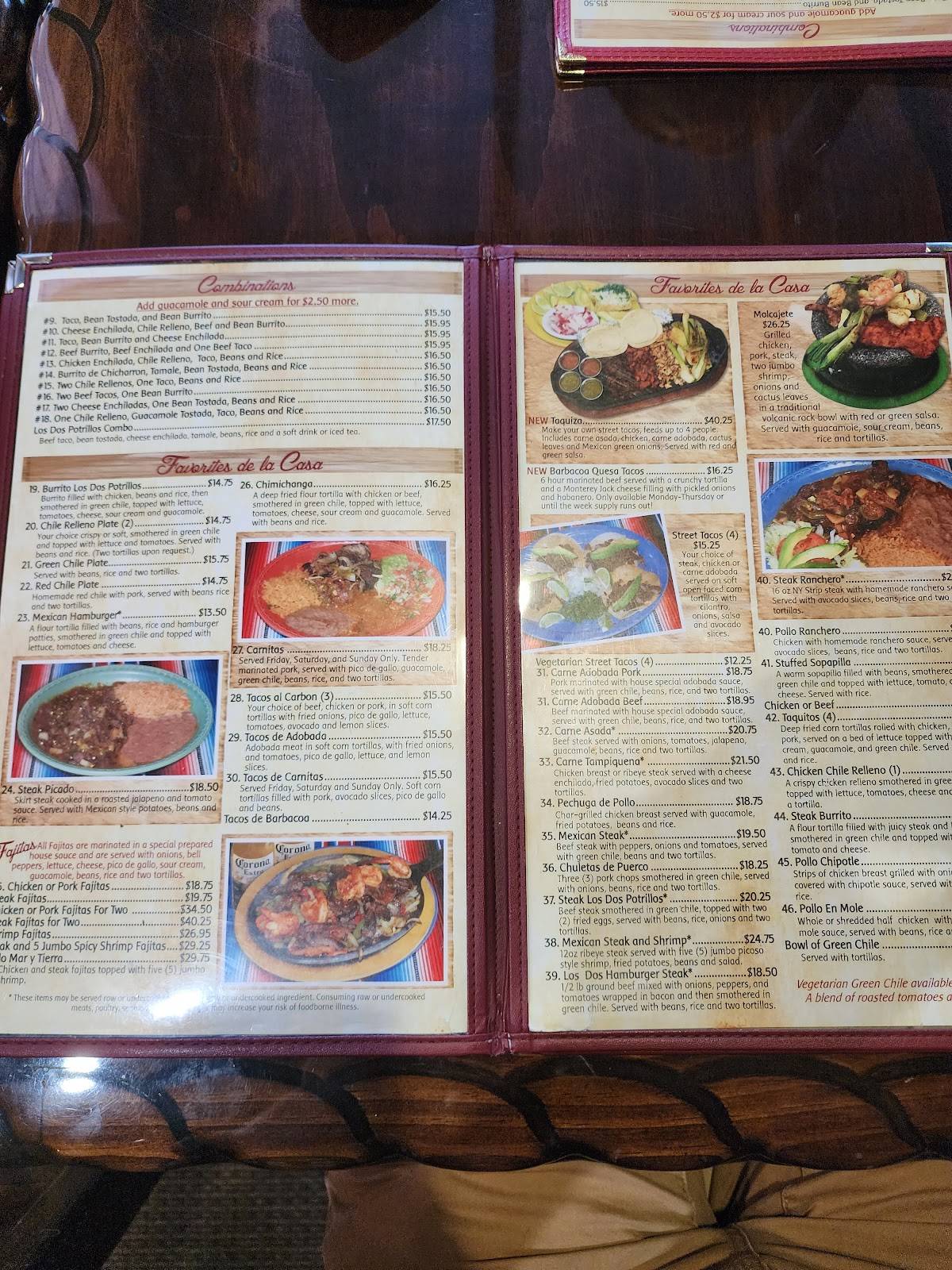 Menu at Los Dos Potrillos Mexican Restaurant - Littleton, Littleton, W ...