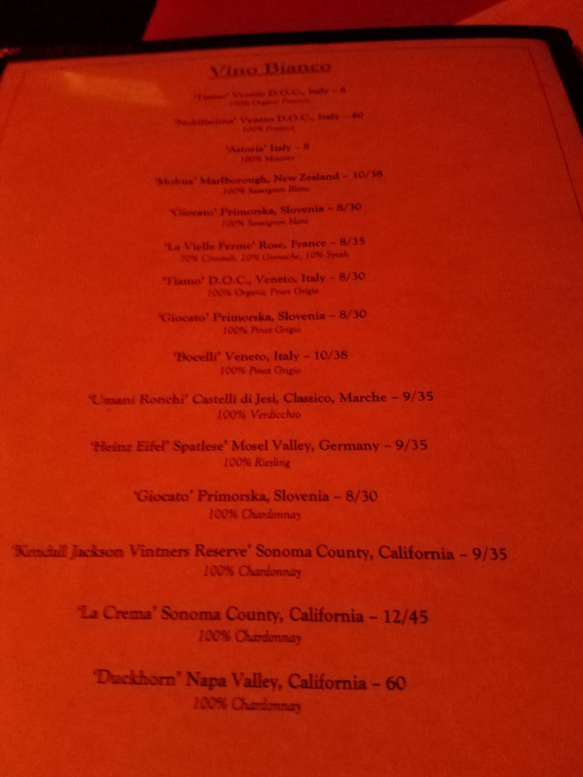 Menu at Odyssey Italian Restaurant, Denver, 603 E 6th Ave