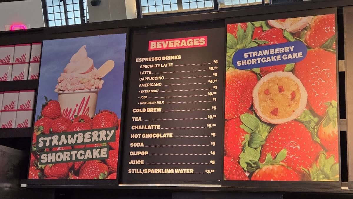 Menu at Milk Bar, New York City, Broadway