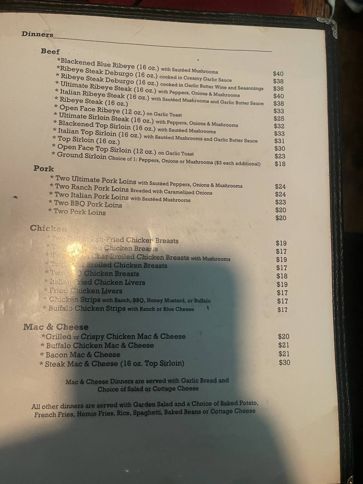 Menu at Rusty Duck pub & bar, Dexter