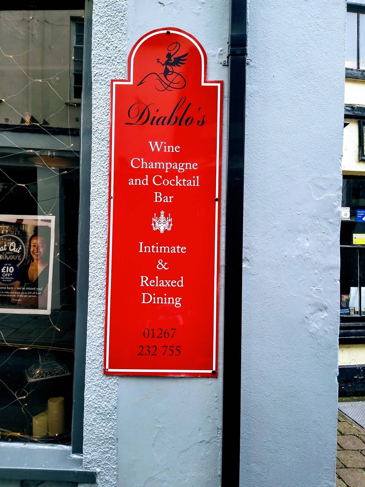 Menu at Diablo's Queen Street pub & bar, Carmarthen