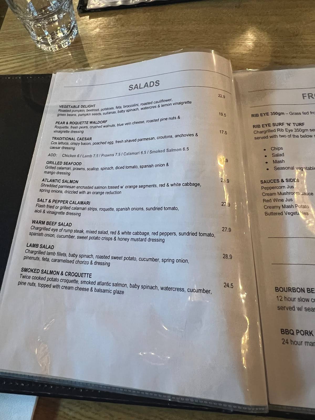 Menu at Phoenix and Co restaurant, Plenty