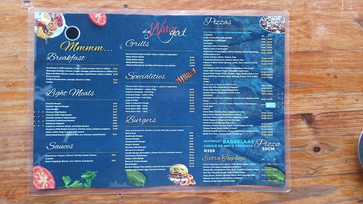 Menu at Die Watergat Langebaan restaurant, Langebaan, Free Port Centre ...
