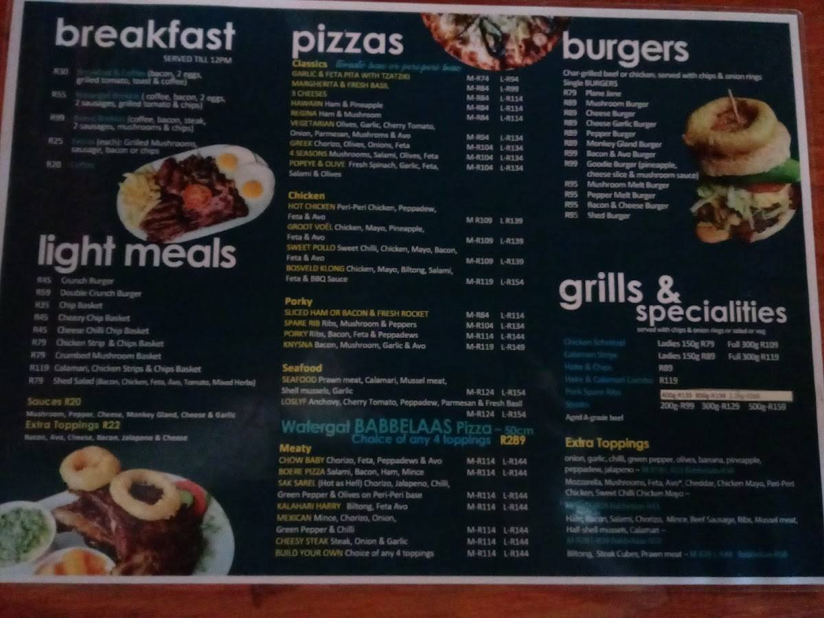 Menu at Die Watergat Langebaan restaurant, Langebaan, Free Port Centre ...