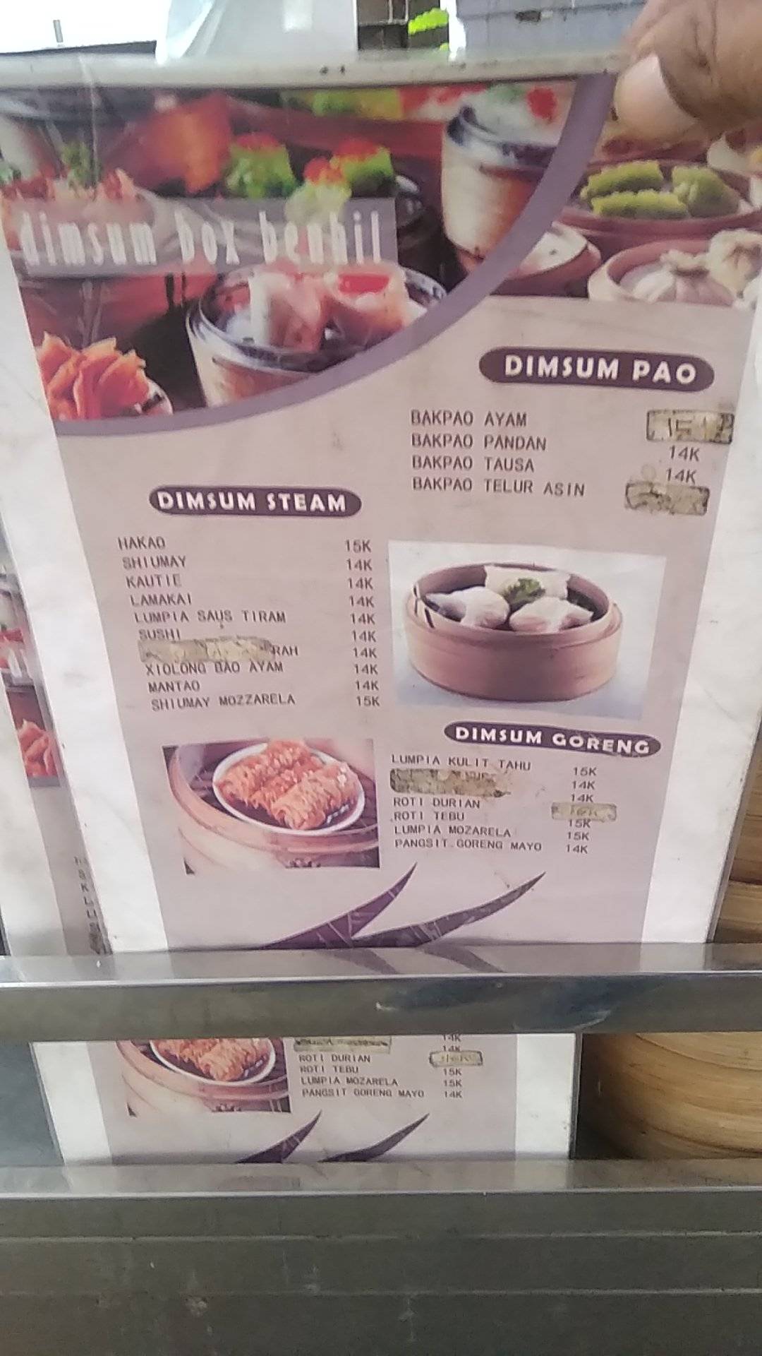 Menu at Dimsum box Benhil restaurant, Central Jakarta