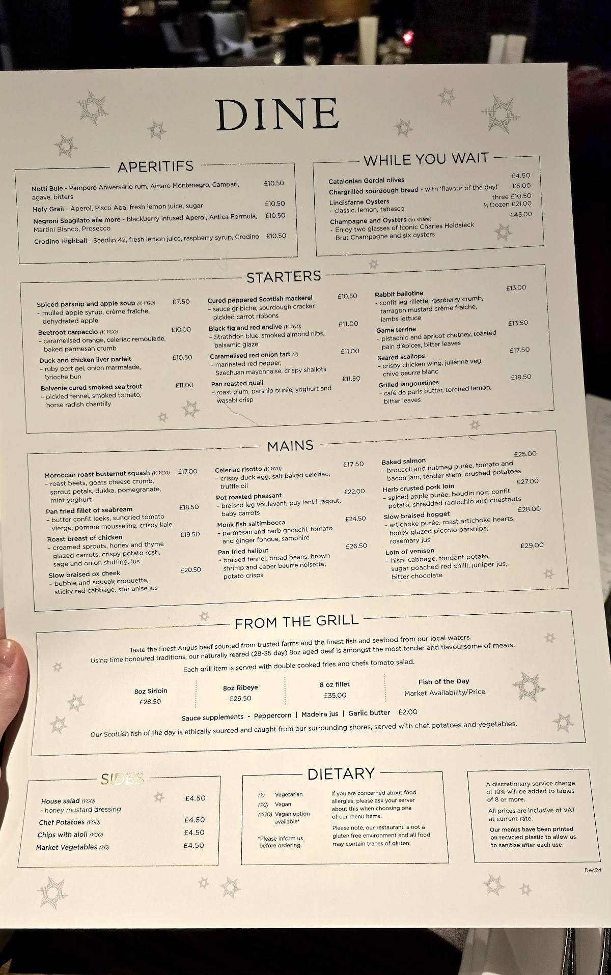 Menu at Dine Edinburgh pub & bar, Edinburgh