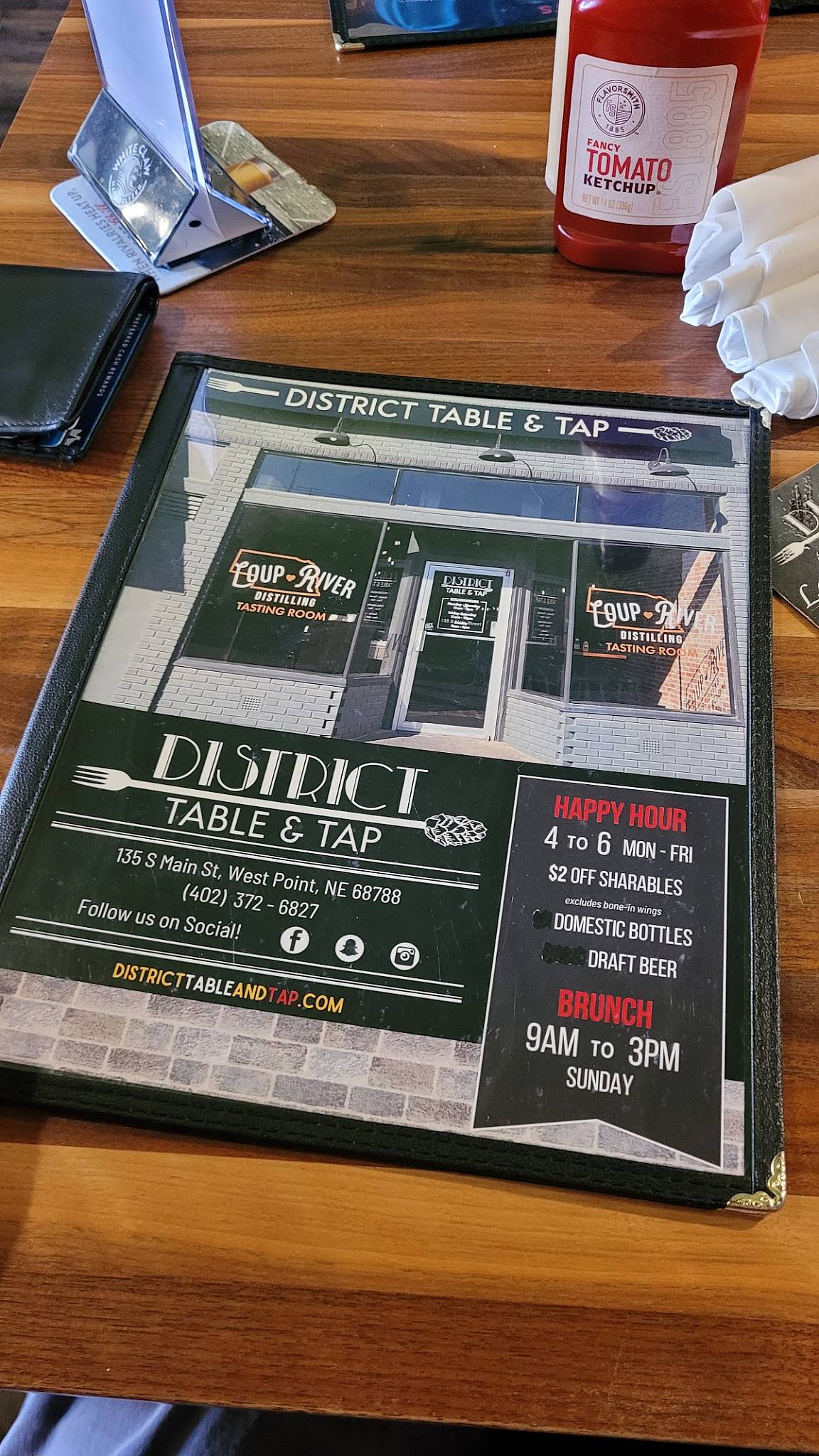 Menu at District Table and Tap West Point restaurant, West Point