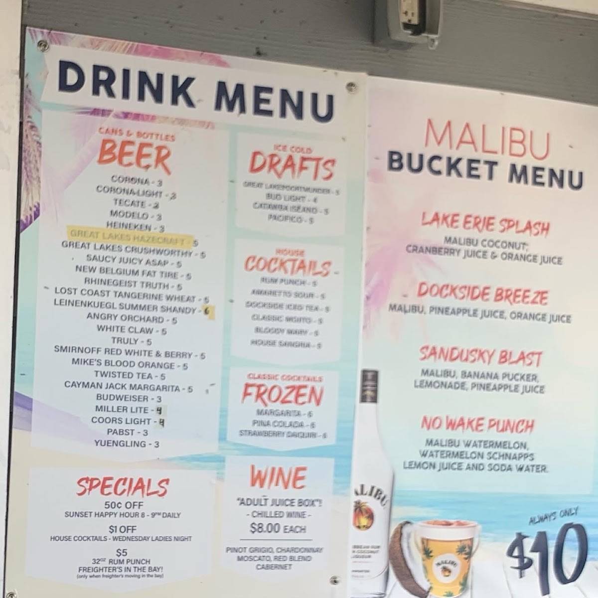 Menu at Dockside Cafe, Sandusky