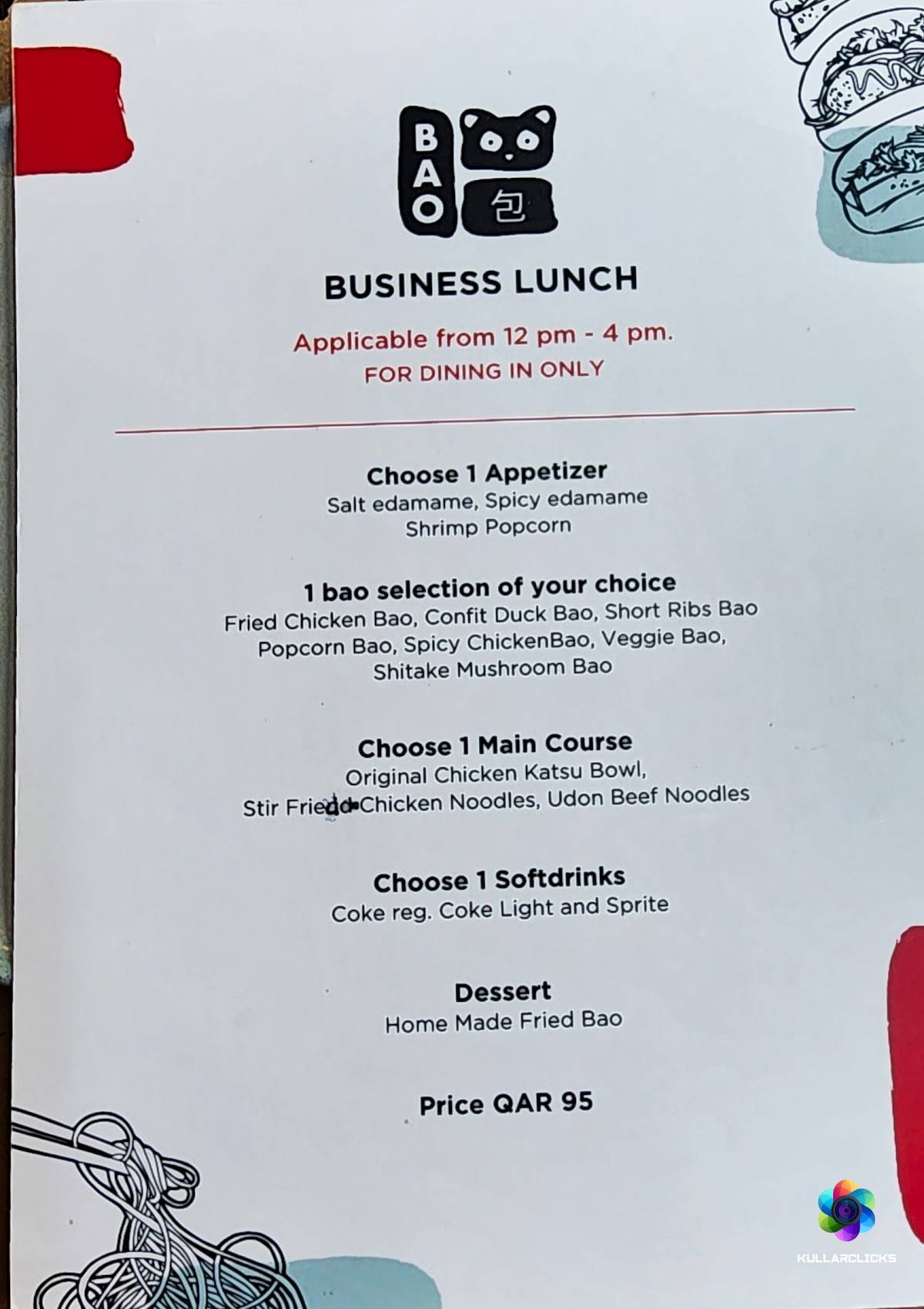 Menu at BAO Msheireb restaurant, Doha