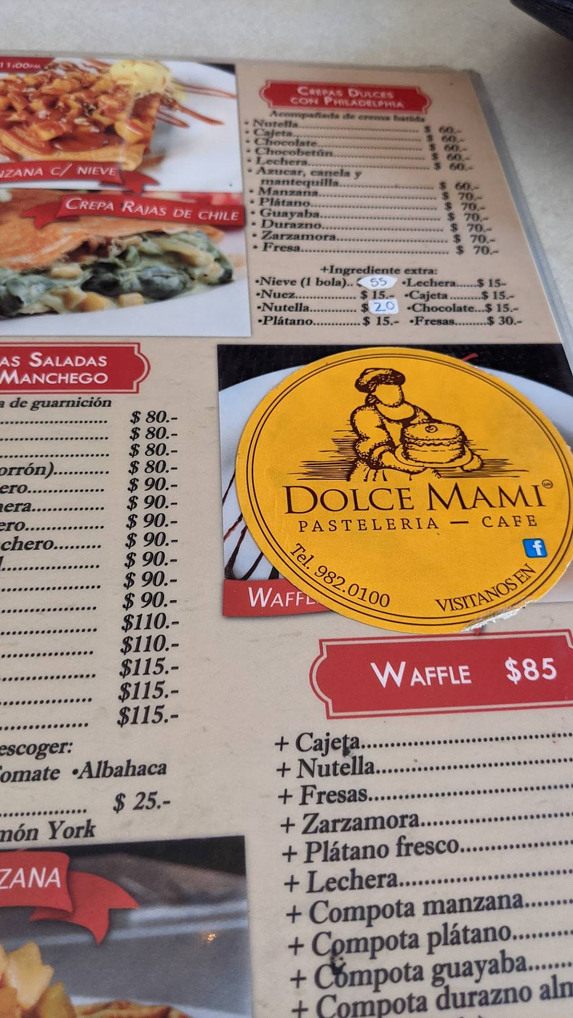 Carta del restaurante Dolce Mami Suc. Zona Dorada, Mazatlán, Av Camarón ...