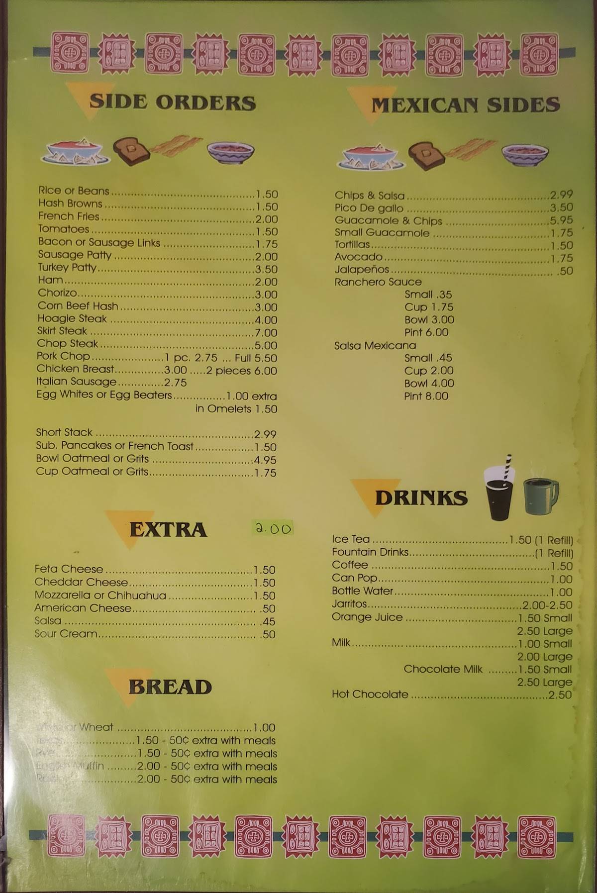 Menu at Don Andres Restaurant, Hammond