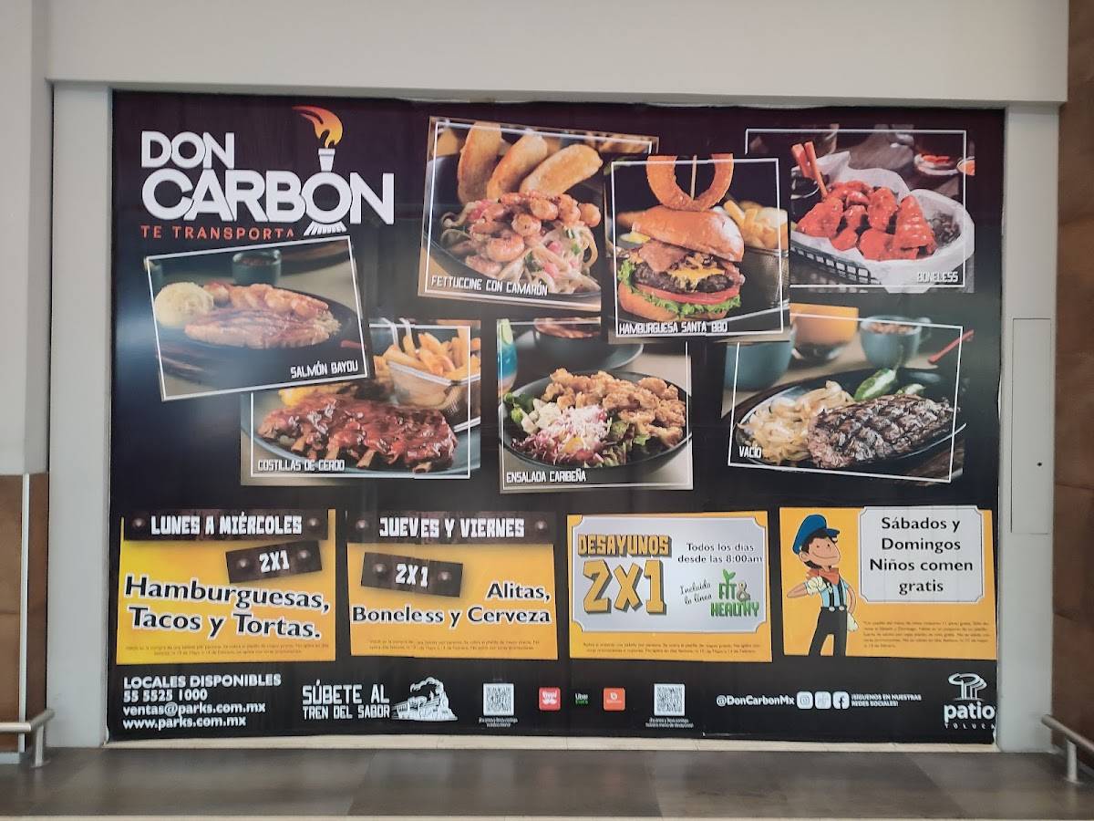 Carta del restaurante Don Carbón Toluca, Toluca del Lerdo