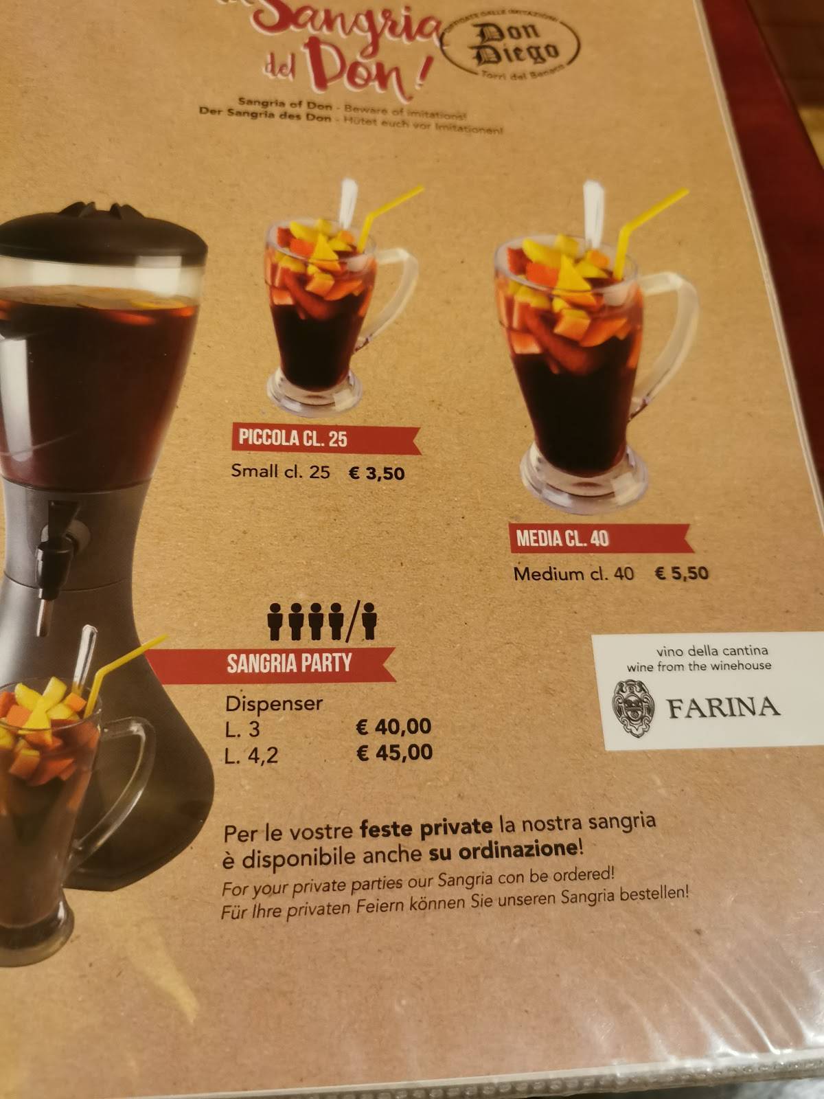 Menu da Don Diego pub & bar, Torri del Benaco