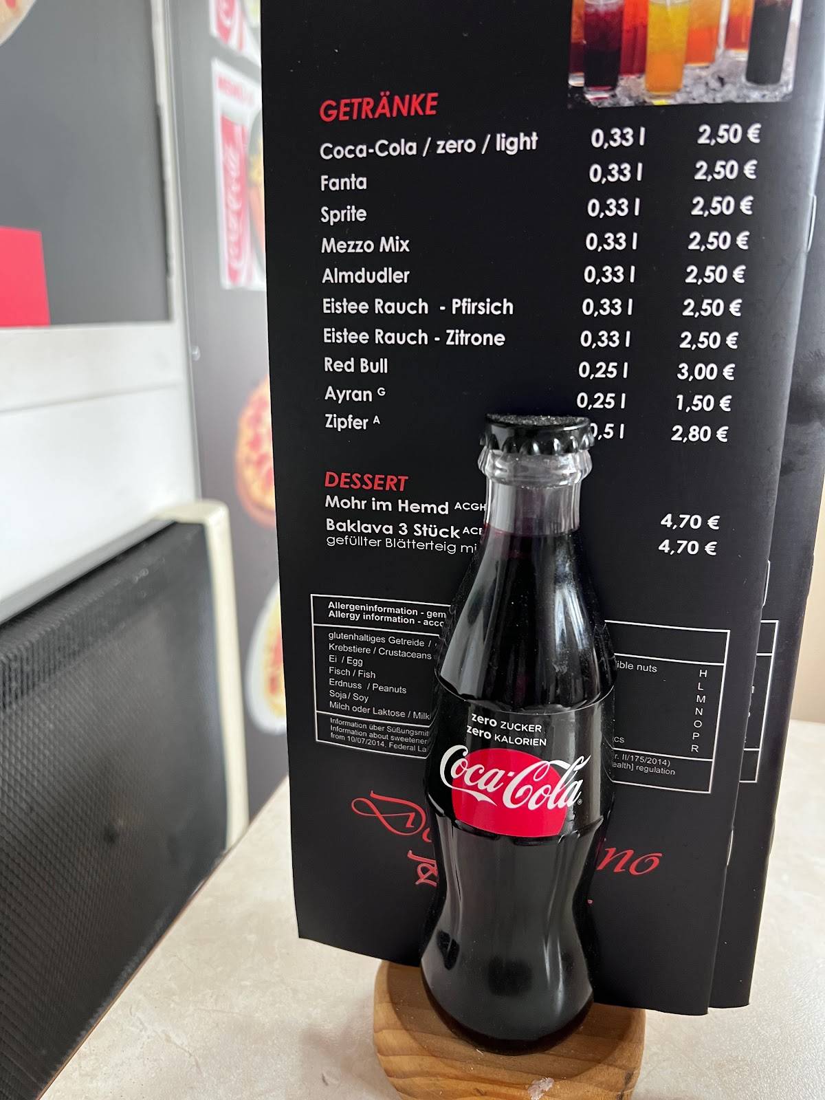 Speisekarte von Don Dino Pizzeria, Innsbruck