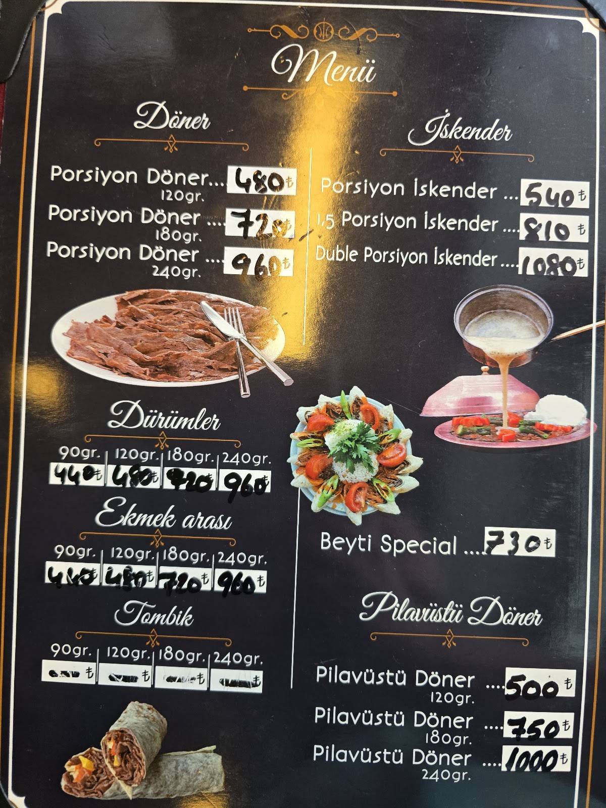 Menu at Döner Ağacı Ankara restaurant, Ankara