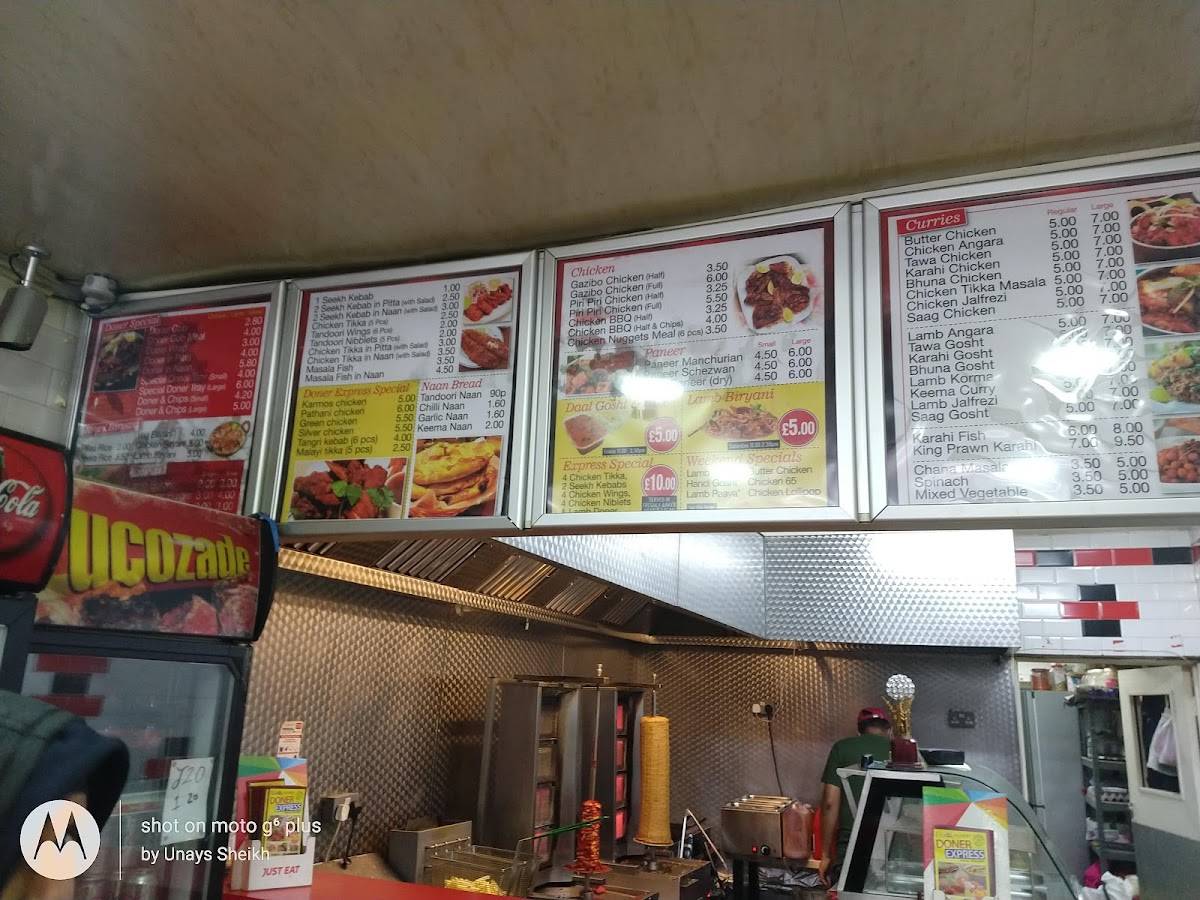 Menu at Donner Express fast food, Leicester