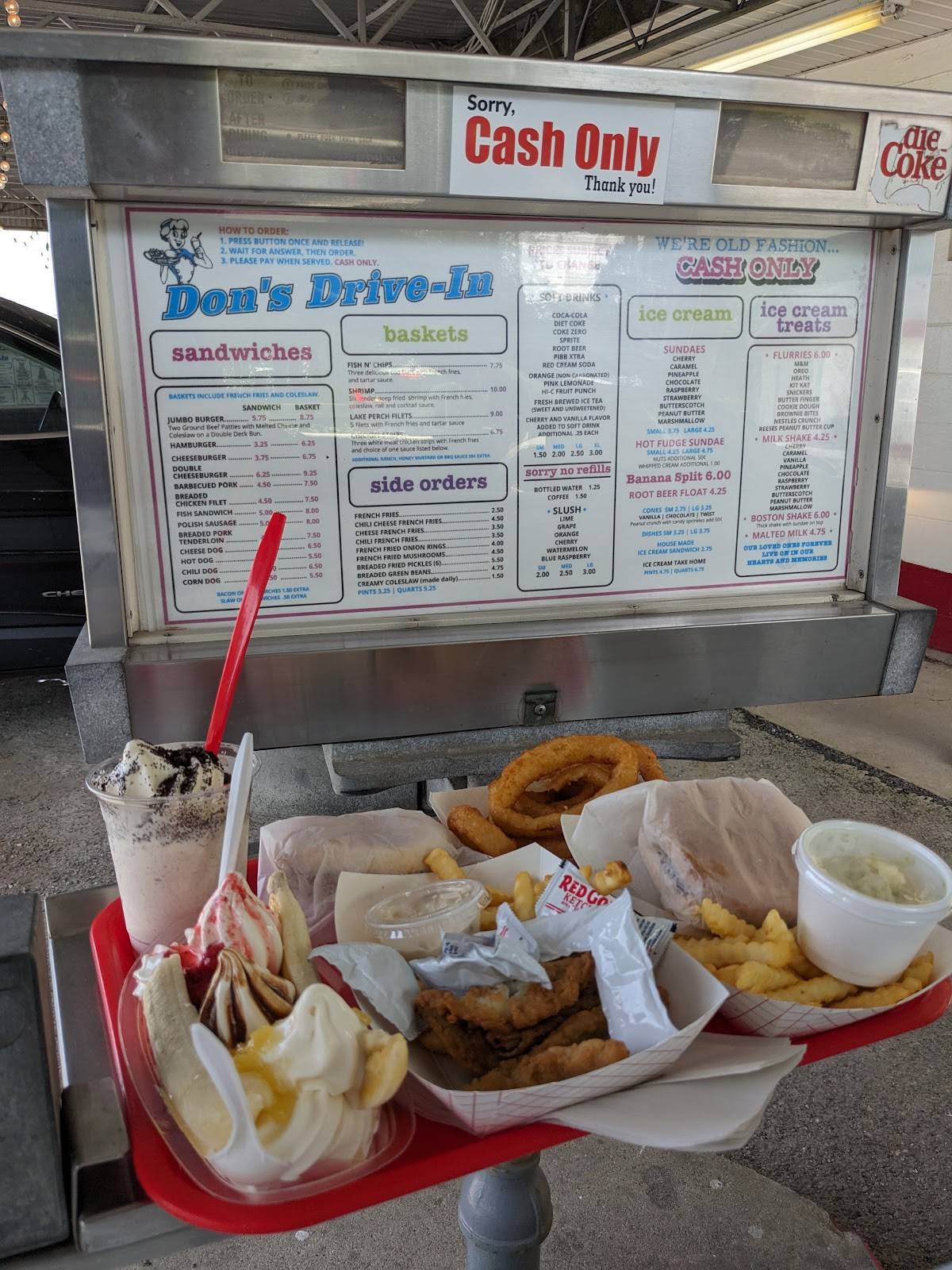 Menu at Don's Drive-In fast food, Kentland