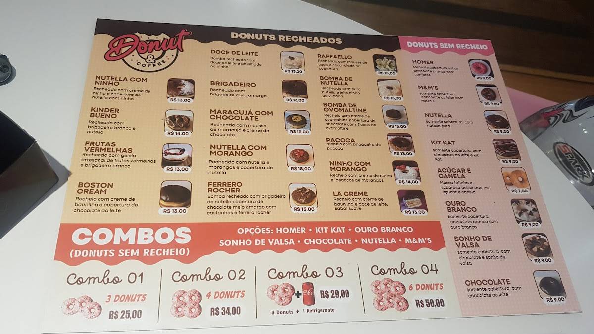Menu em Donut & Coffee sobremesas, Salto