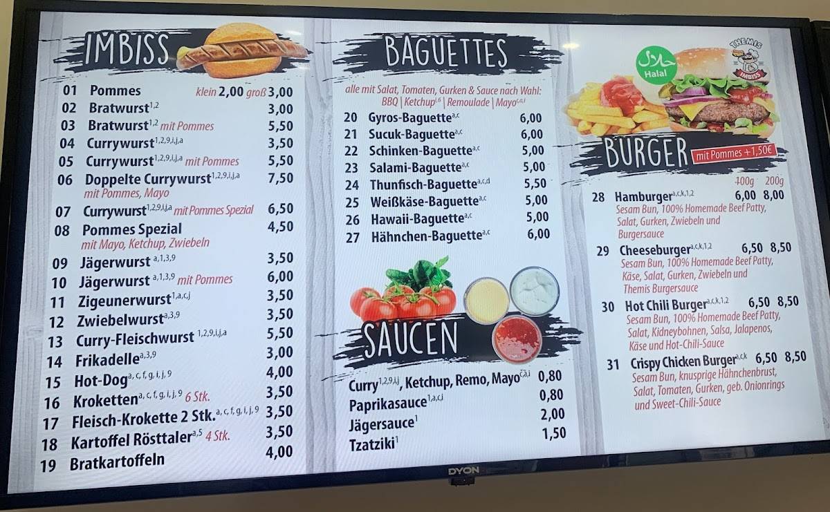 Speisekarte von Themis Imbiss fast Food, Dortmund