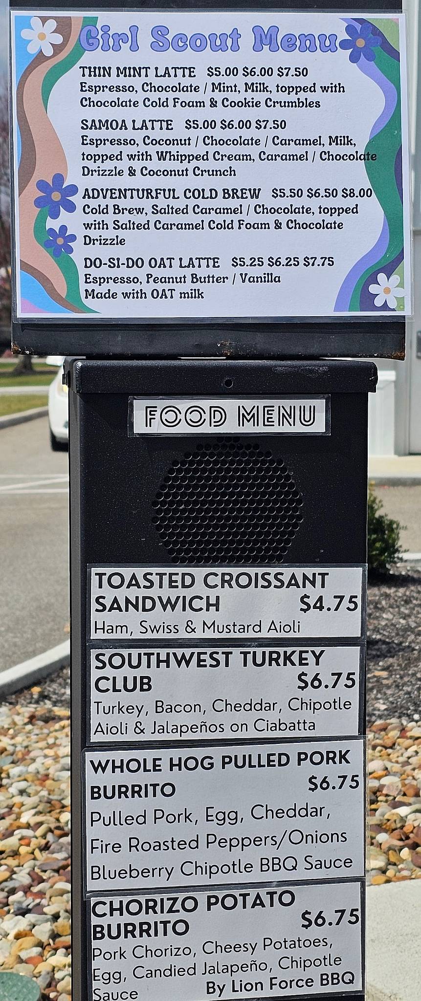Menu at Double Shot Coffee Drive Thru, Stow
