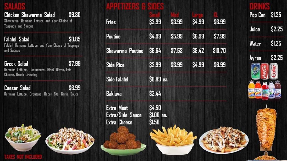 Menu at Double Taste Shawarma restaurant, Waterloo, 373 Bridge St W Unit 11