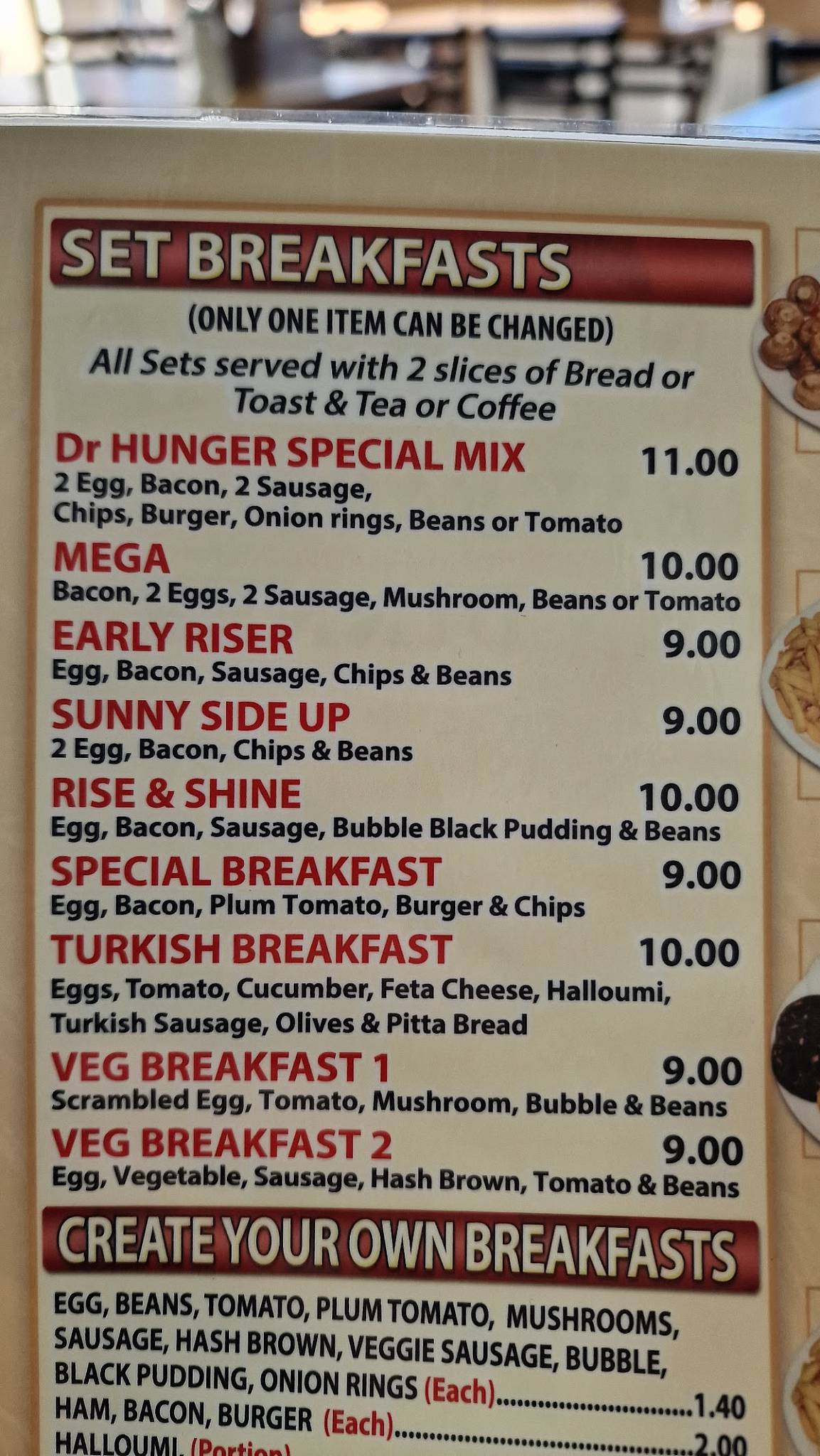 Menu at Dr Hunger Cafe, London
