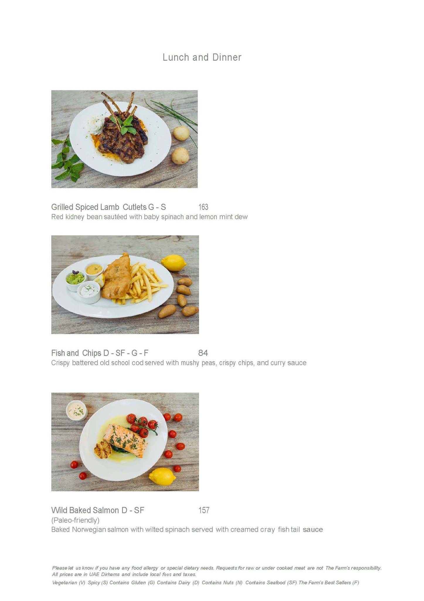 Menu at The Farm Restaurant, Al Barari, Dubai