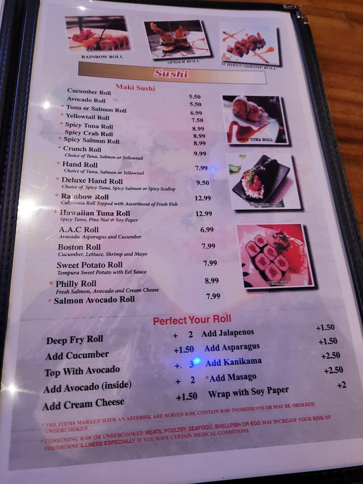 Menu at Volcano Steak & Sushi restaurant, Duluth