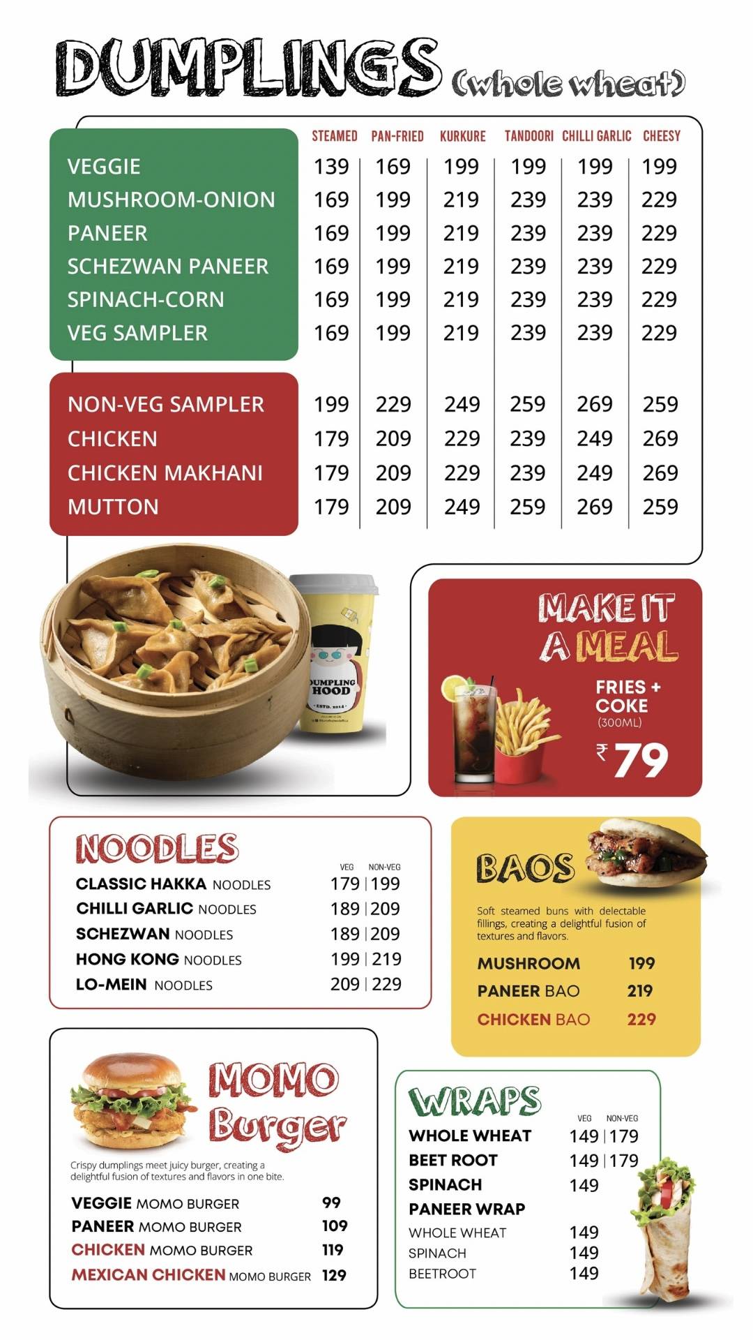 Menu at Dumpling hood District one, Sahibzada Ajit Singh Nagar